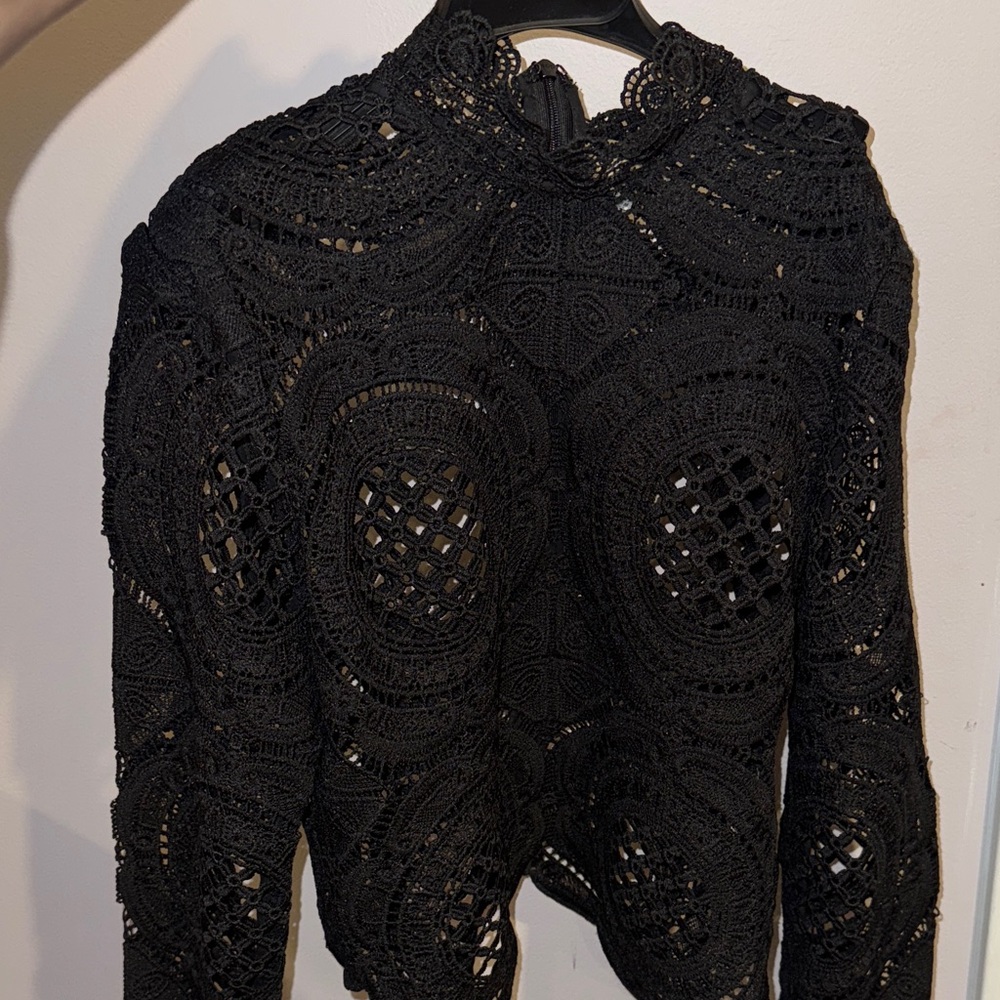 Gorgeous High End Top! Black Lace Crochet Top - Gem
